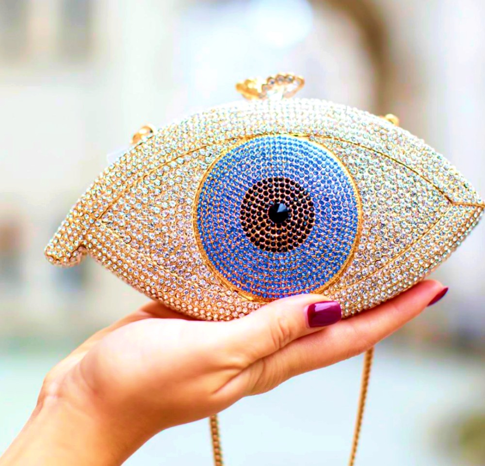 embellished eye clutch bag - Faded Spring