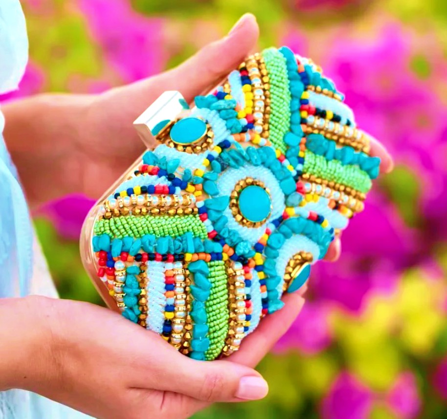 embellished multi coloured clutch - Faded Spring